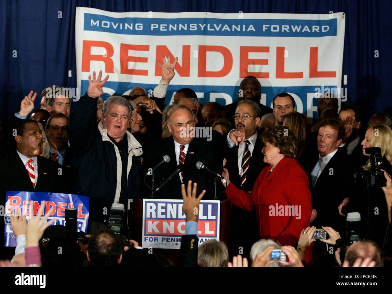 Pennsylvania Gov. Ed Rendell makes his victory speech to supporters on ...
