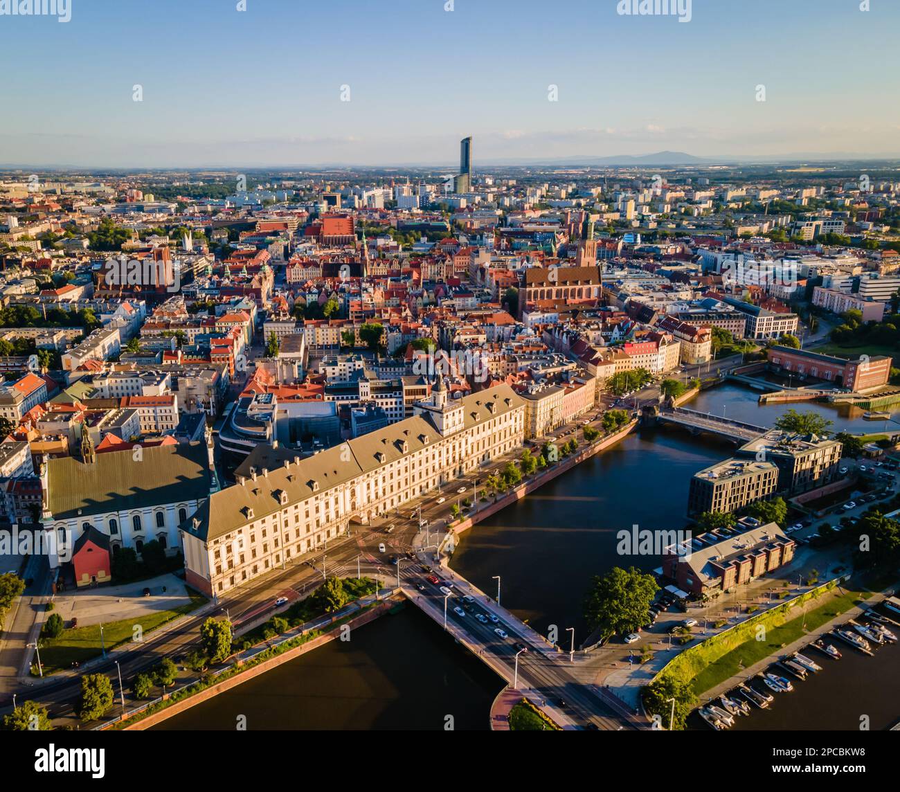 Aerial panoramic view of Polish Wroclaw city old town Stock Photo - Alamy