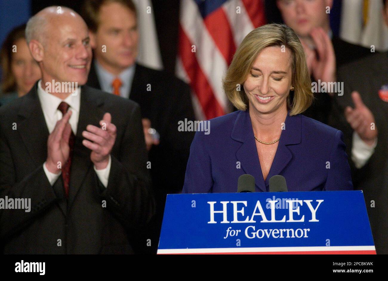 Republican Massachusetts Lt. Gov. Kerry Healey, alongside running mate ...