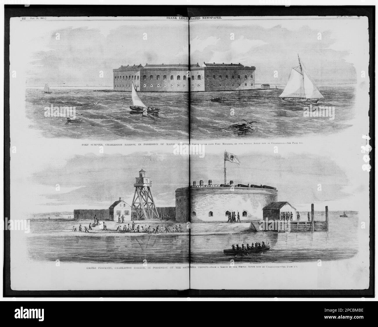 Fort Sumter and Castle Pinckney, Charleston Harbor, South Carolina ...