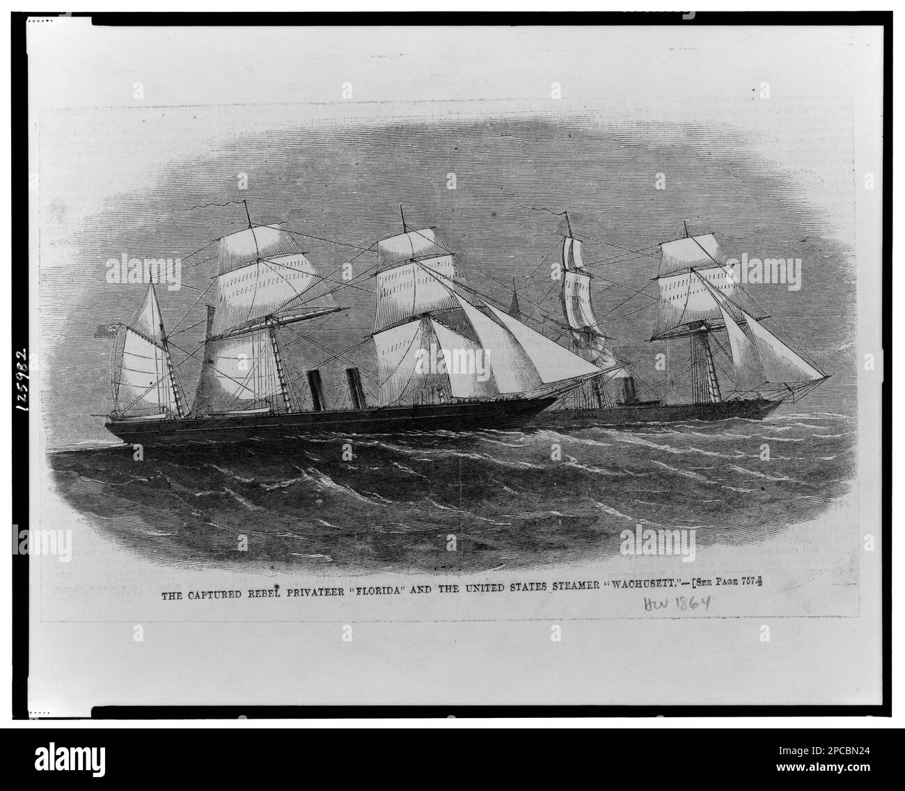 The captured Rebel privateer "Florida" and the United States steamer ...