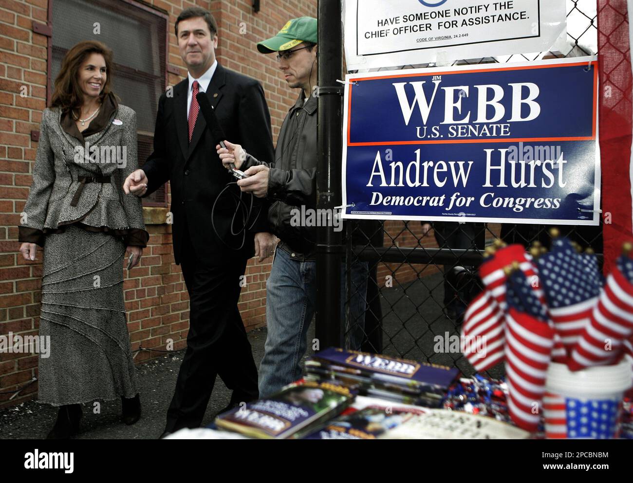 Sen. George Allen, R-Va, and his wife Susan Allen, left, leave the ...