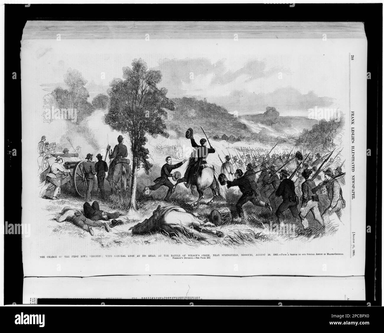 The charge of the First Iowa Regiment, with General Lyon at its head ...