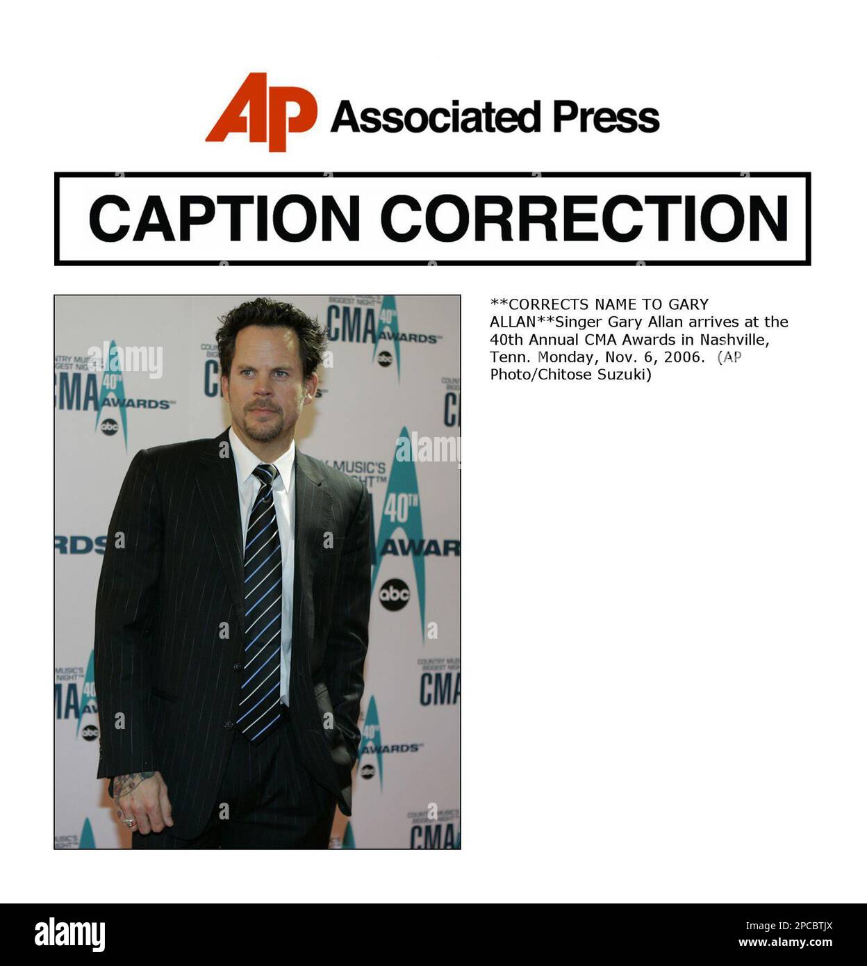 Singer Gary Allan arrives at the 40th Annual CMA Awards in Nashville ...