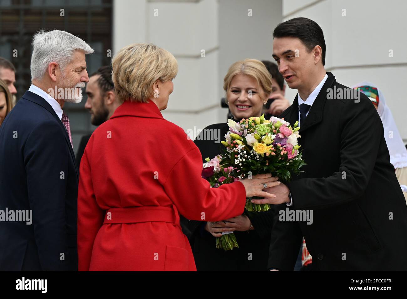 Bratislava, Slovakia. 13th Mar, 2023. From left Czech President Petr ...