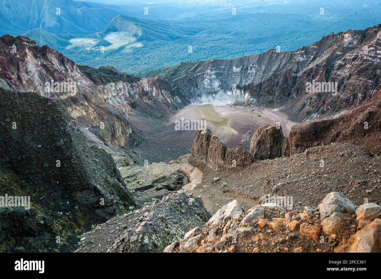 Crater on Mount Rinjani near the summit, Lombok, Indonesia Stock Photo ...