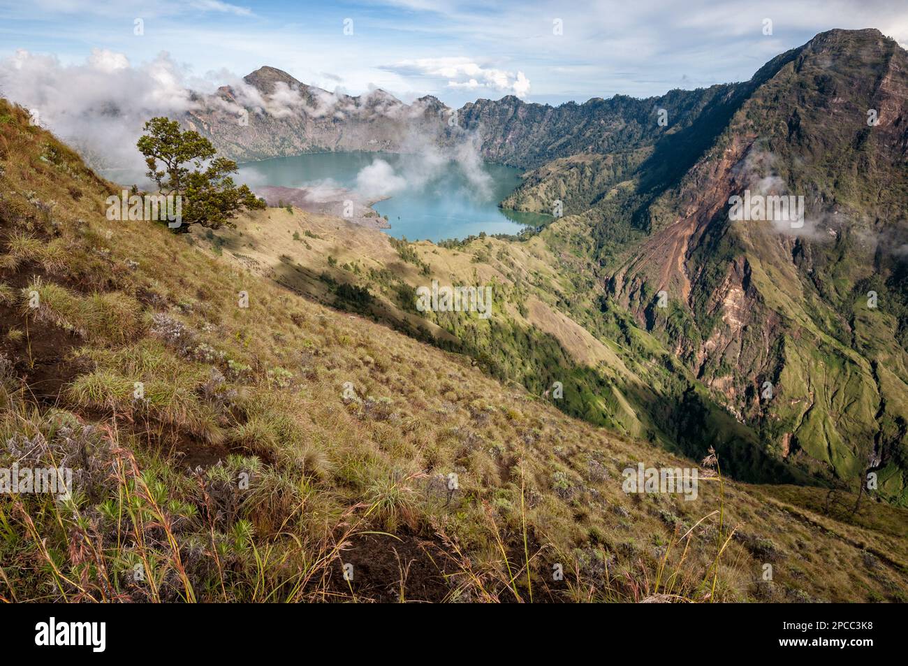 Segara Anak caldera lake on Mount Rinjani, Lombok, Indonesia Stock ...