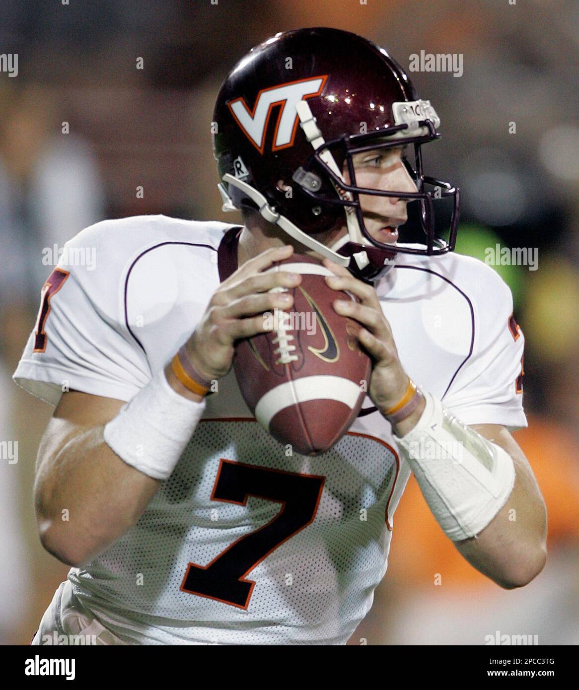 Virginia Tech quarterback Sean Glennon prepares to pass in the game ...