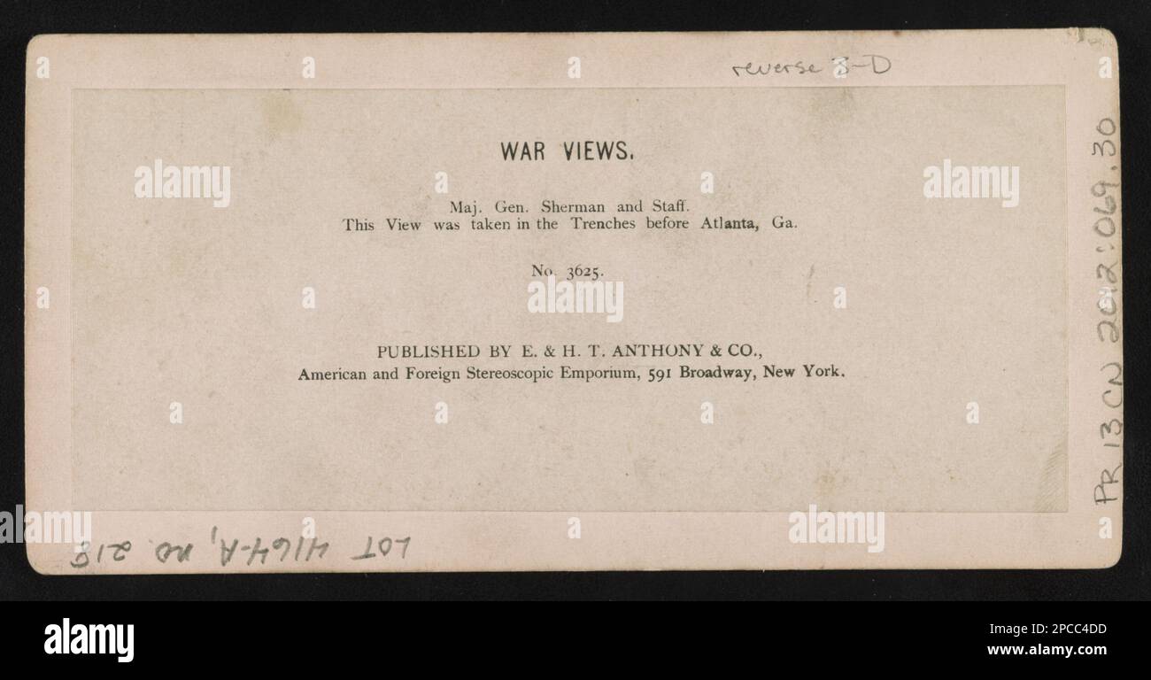 Maj. General Sherman and staff This view was taken in the trenches ...