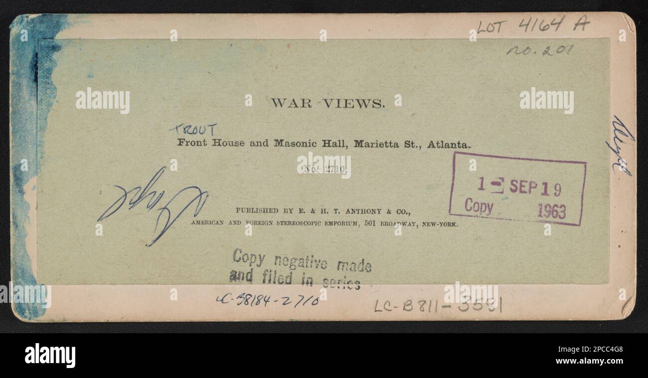 Front (i.e., Trout) House and Masonic Hall, Marietta St., Atlanta ...