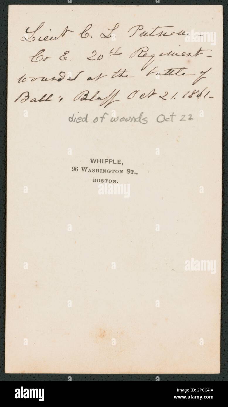 Second Lieutenant William Lowell Putnam of Co. E, 20th Massachusetts ...