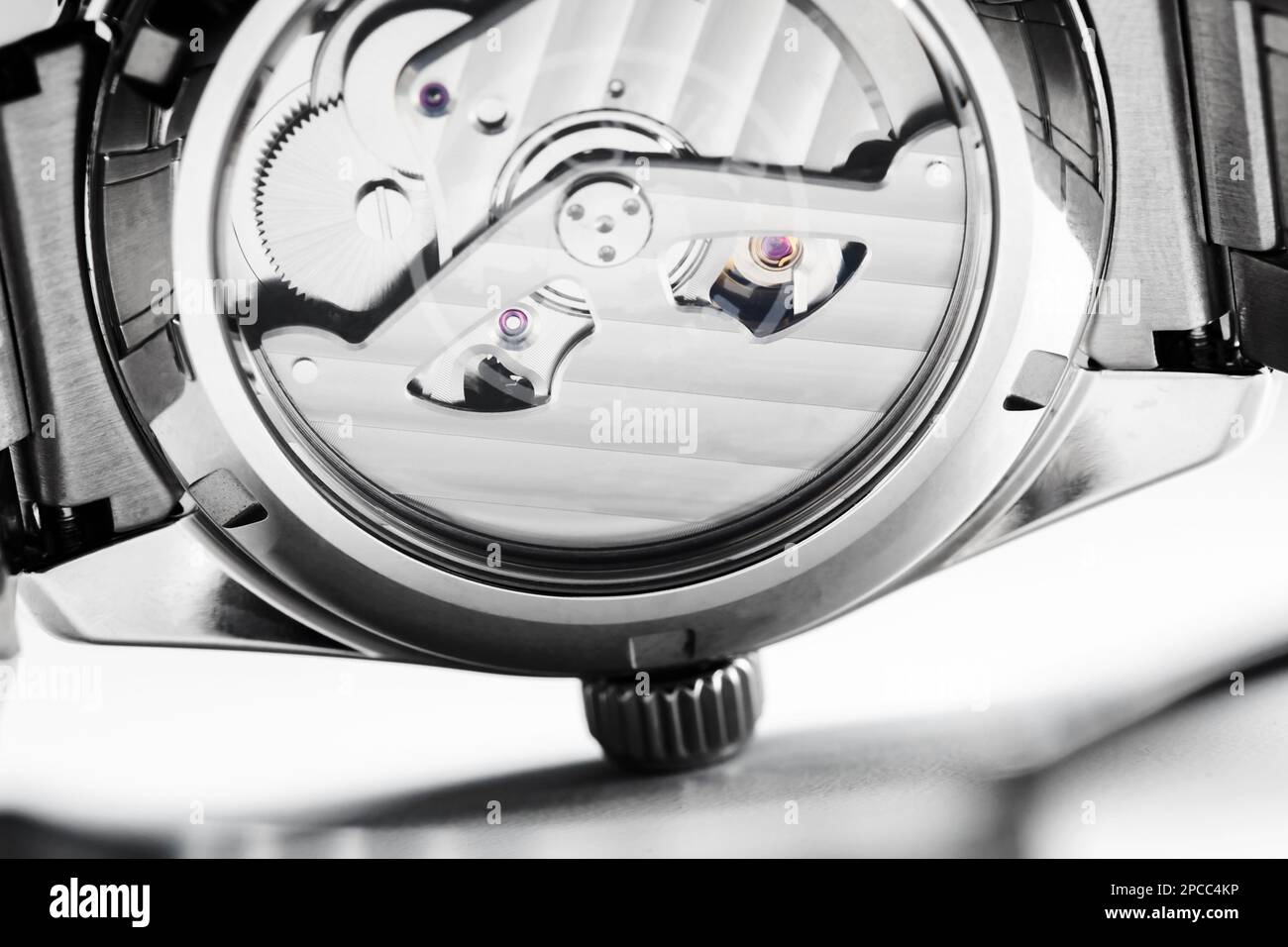 Movement of an automatic mechanic wrist watch, close up photo Stock ...