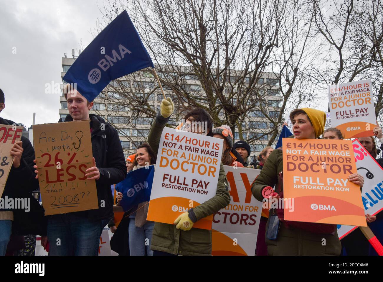 London, UK. 13th March 2023. BMA (British Medical Association) picket ...