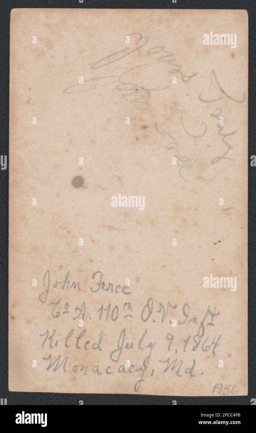 Private John Free of Co. A, 110th Ohio Infantry Regiment in uniform, in ...