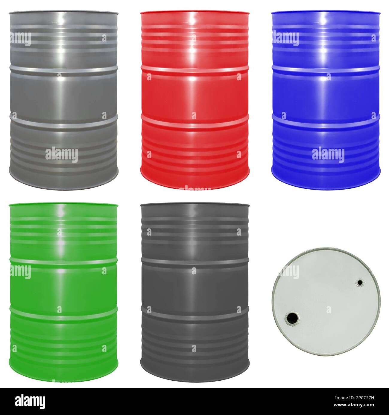 metal barrel for petroleum products, on a white background in ...