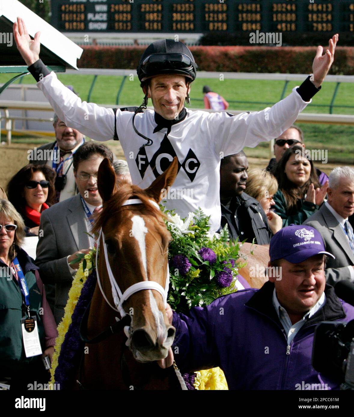 Jockey Rene Douglas celebrates aboard Dreaming of Anna, after winning ...