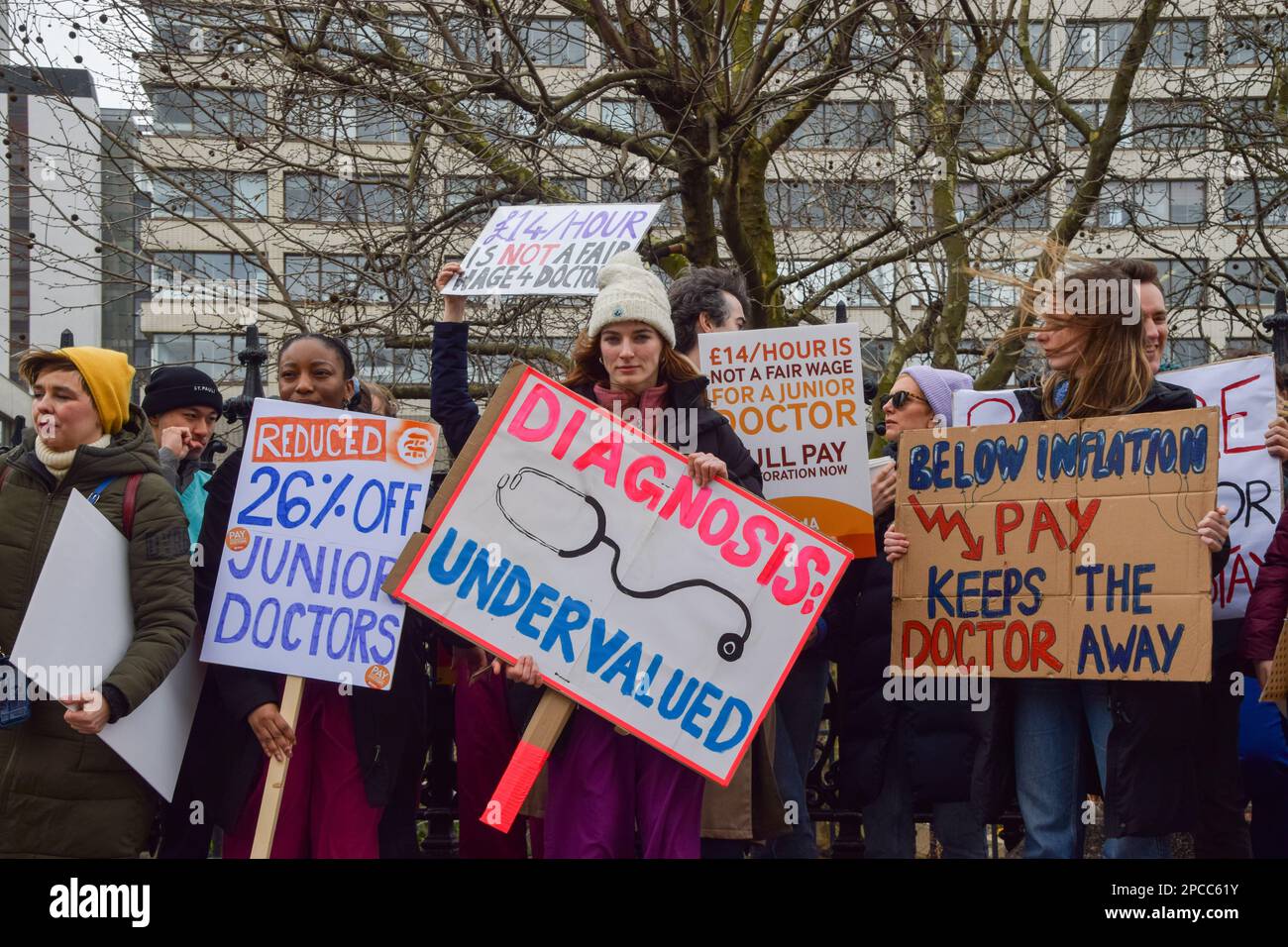 London, UK. 13th March 2023. BMA (British Medical Association) picket ...