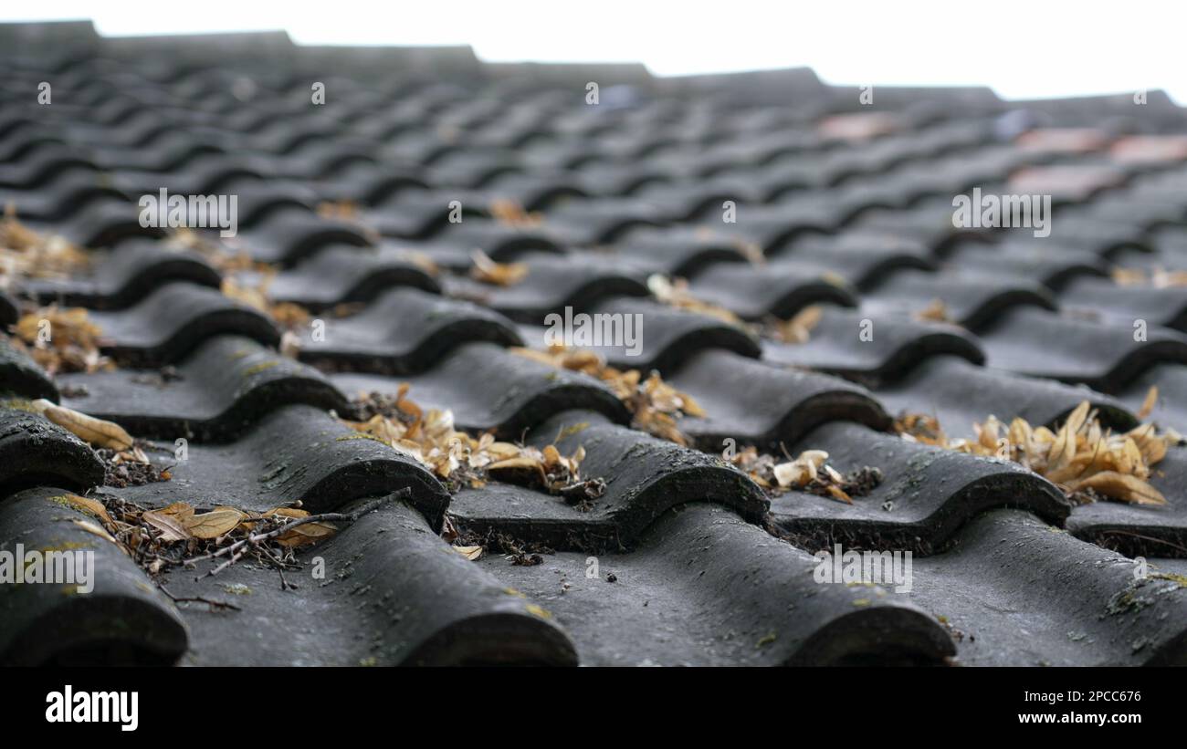Traditional roof house material. Residential rooftop building structure ...