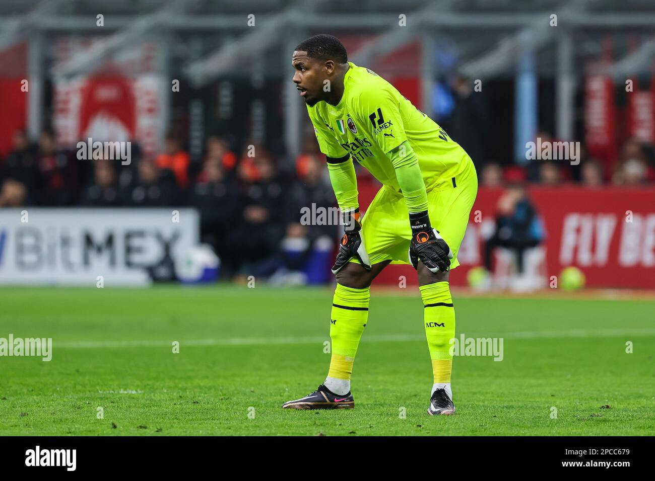 Mike Maignan of AC Milan looks on during Serie A 2022/23 football match ...
