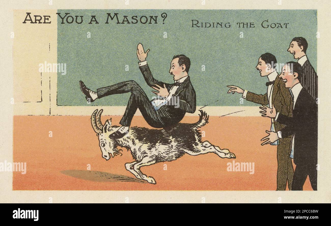 Masonic Postcard. Riding the Goat Stock Photo - Alamy