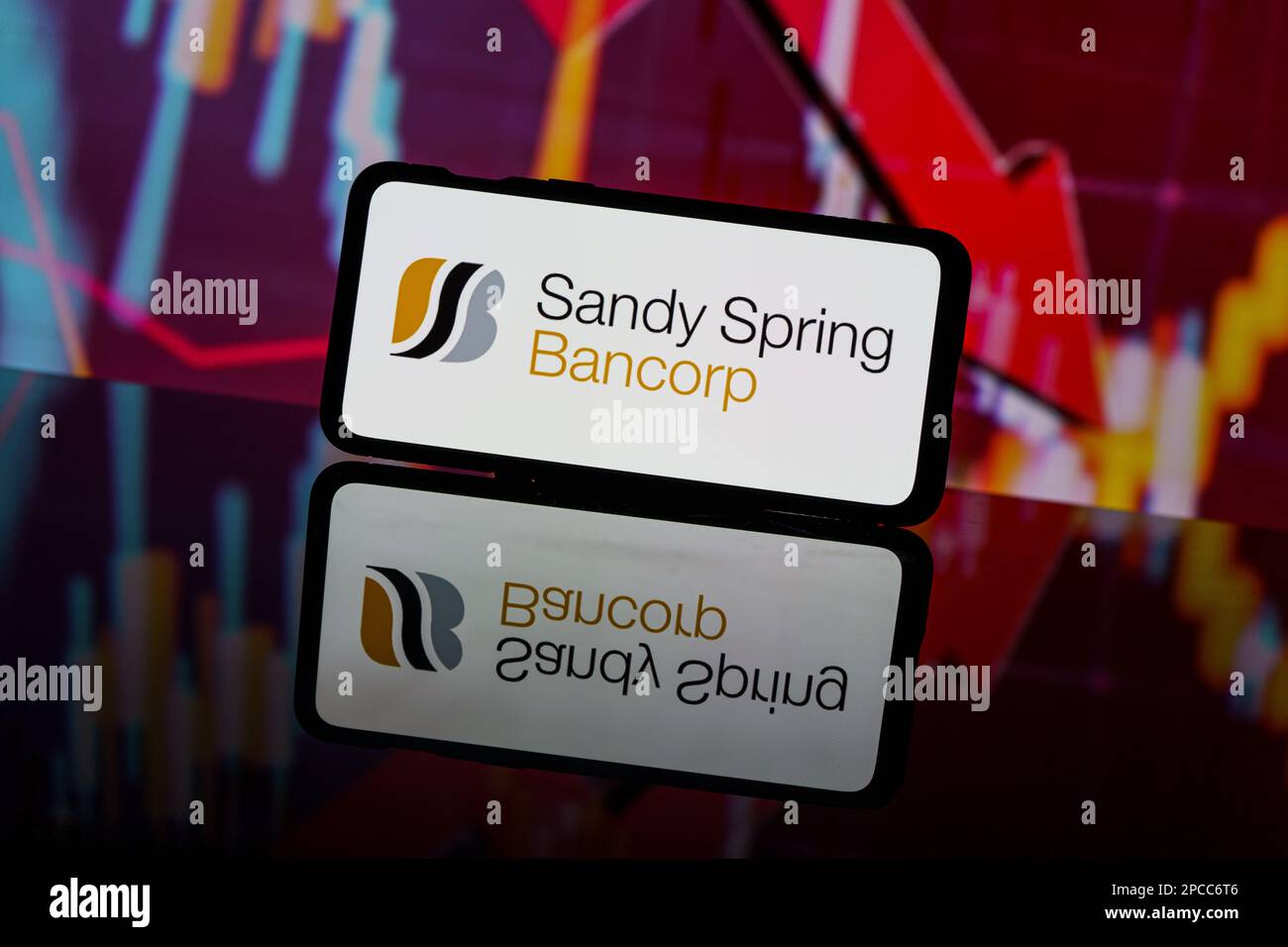 Kaunas, Lithuania - 2023 March 13: Sandy Spring Bancorp logo in red ...