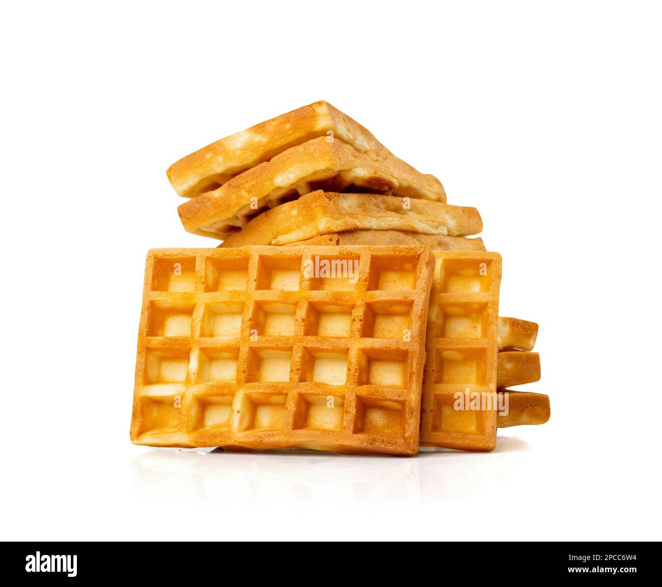 Belgian Waffle Isolated, Square Waffled Cookie, Soft Golden Belgium ...