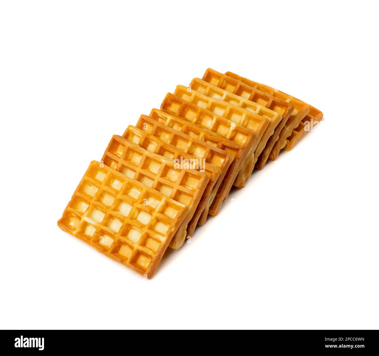 Belgian Waffle Stack Isolated, Square Waffled Cookie, Soft Golden ...