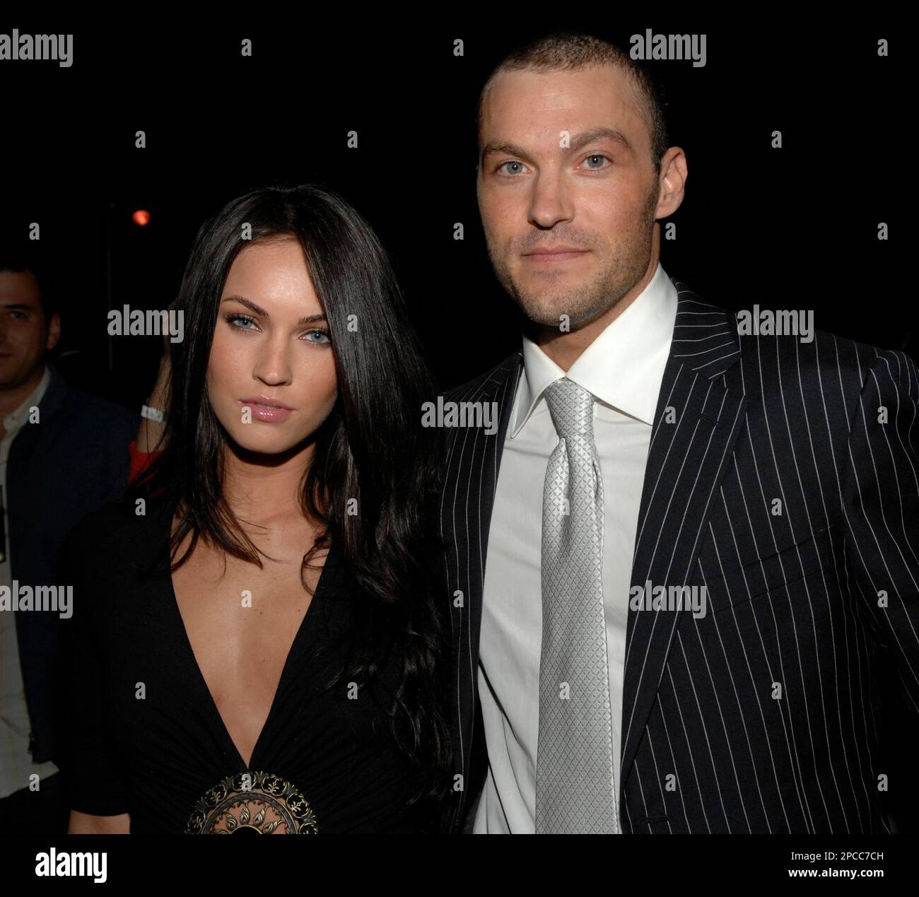 Actor Brian Austin Green ,right, and Megan Fox attend the Beverly Hills ...