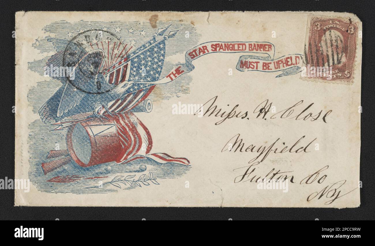 Civil War envelope showing eagle atop arrows and drum with American ...
