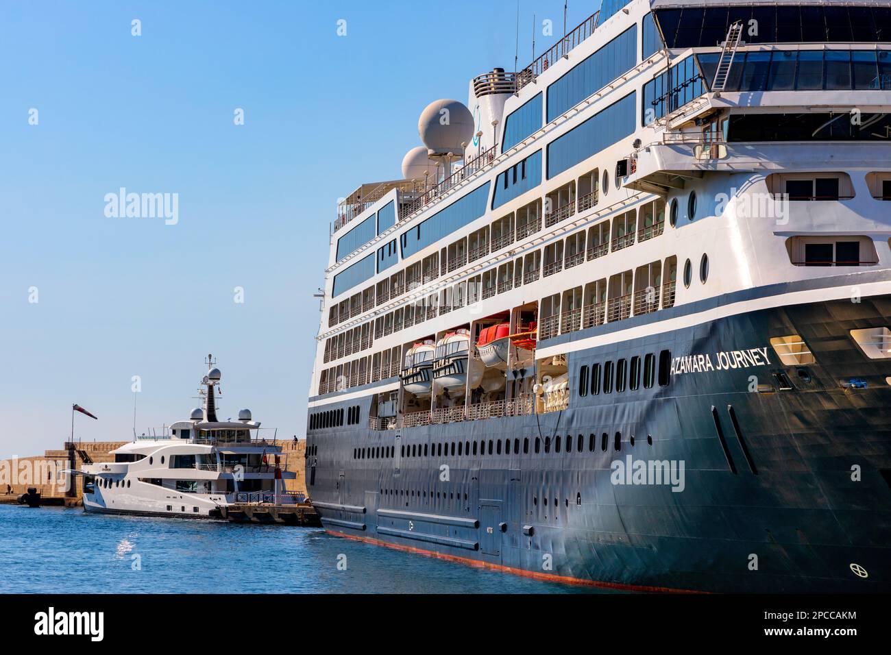Nice, France - August 5, 2022: Nice port with Azamara Journey mega ...