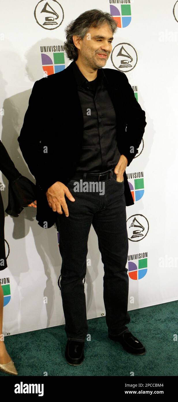 Italian opera singer Andrea Bocelli arrives for the Latin Grammy Awards ...