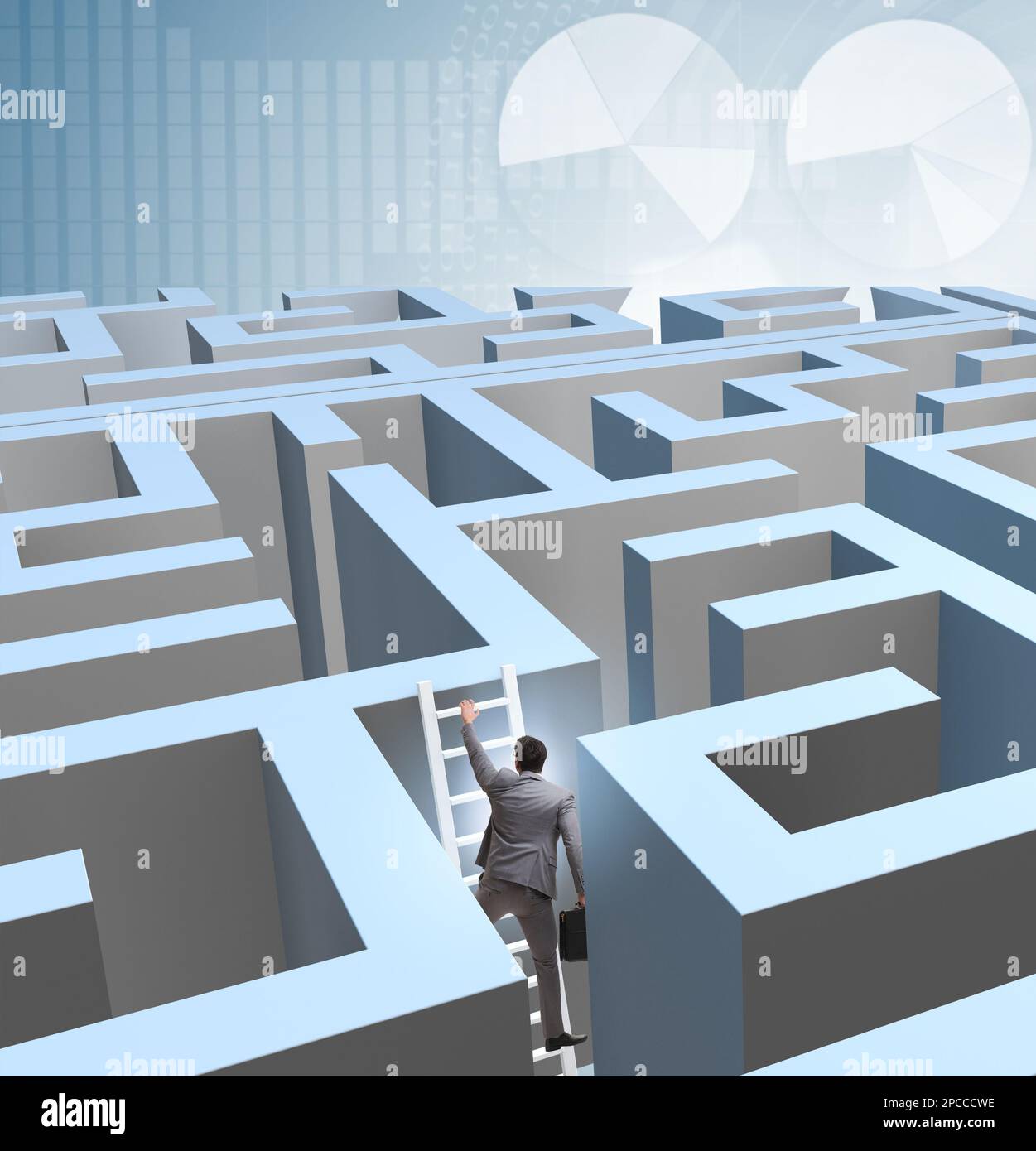 The businessman trying to escape from maze Stock Photo - Alamy