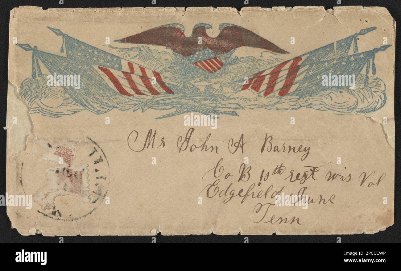 Civil War envelope showing eagle with shield above American flags ...