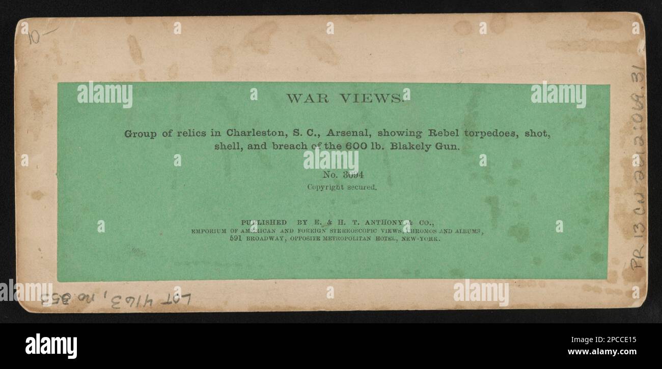 Group of relics in Charleston, South Carolina, arsenal, showing Rebel ...