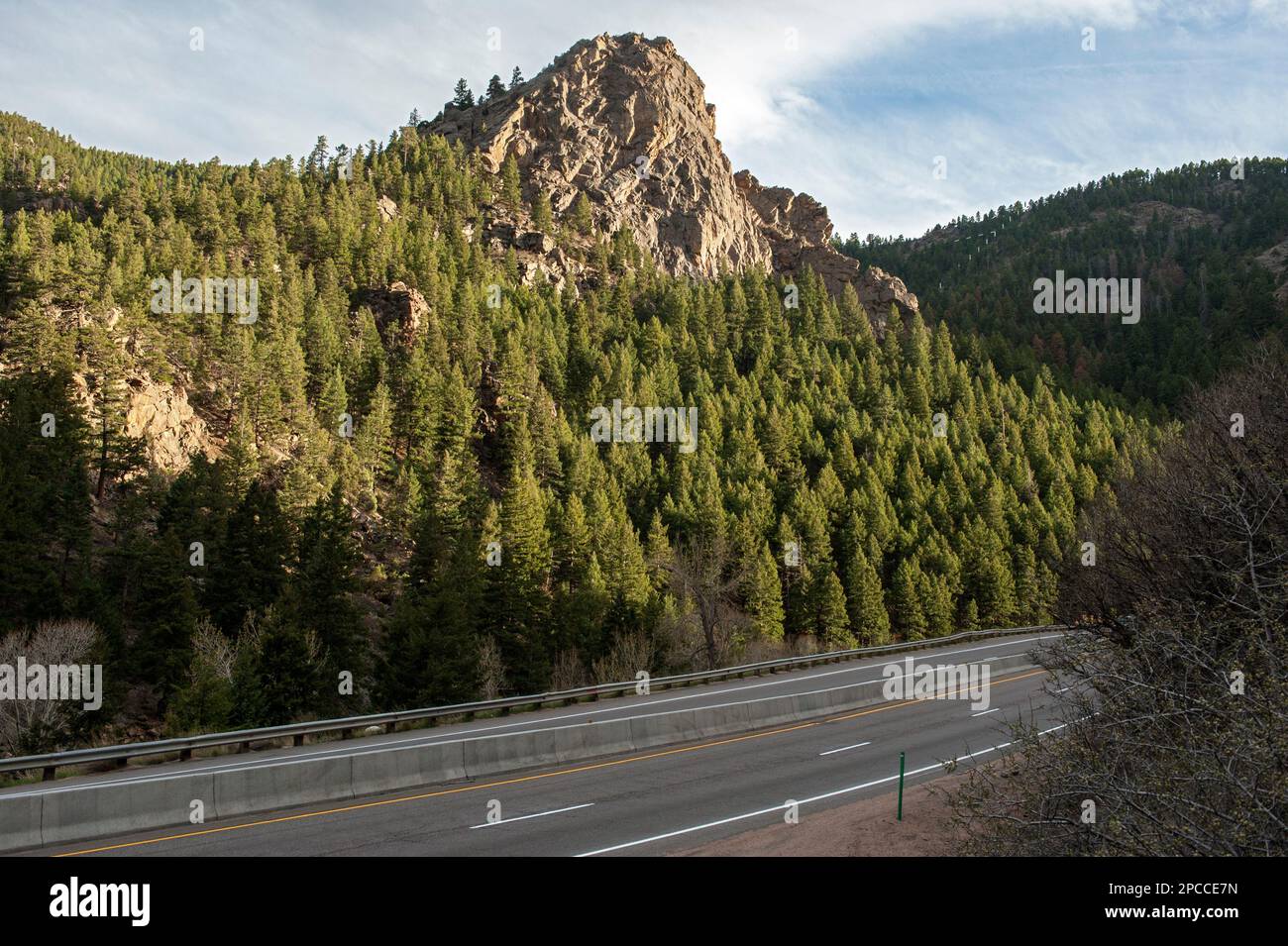 US Hwy 285 ascends into the Rocky Mountains near Indian Hills, Colorado ...