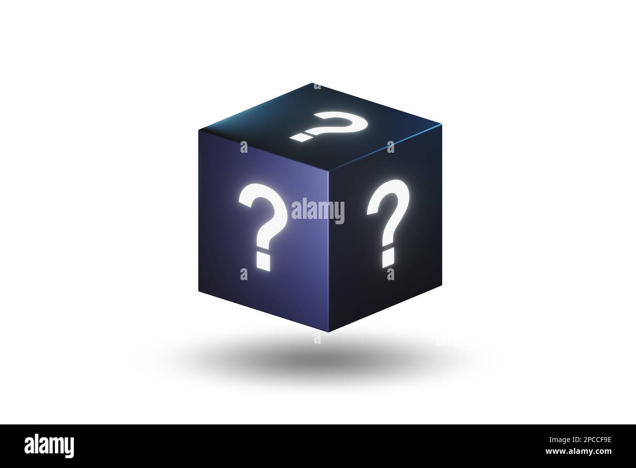 Cube with the question marks on its sides Stock Photo - Alamy