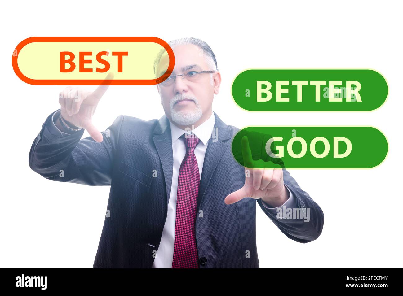 Businessman in good better and the best concept Stock Photo - Alamy