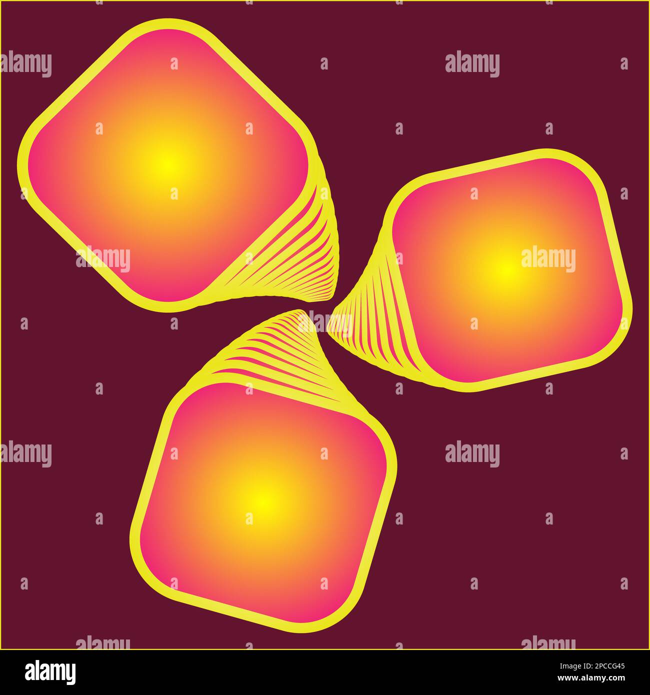 three shapes with rounded corners on red background Stock Photo - Alamy