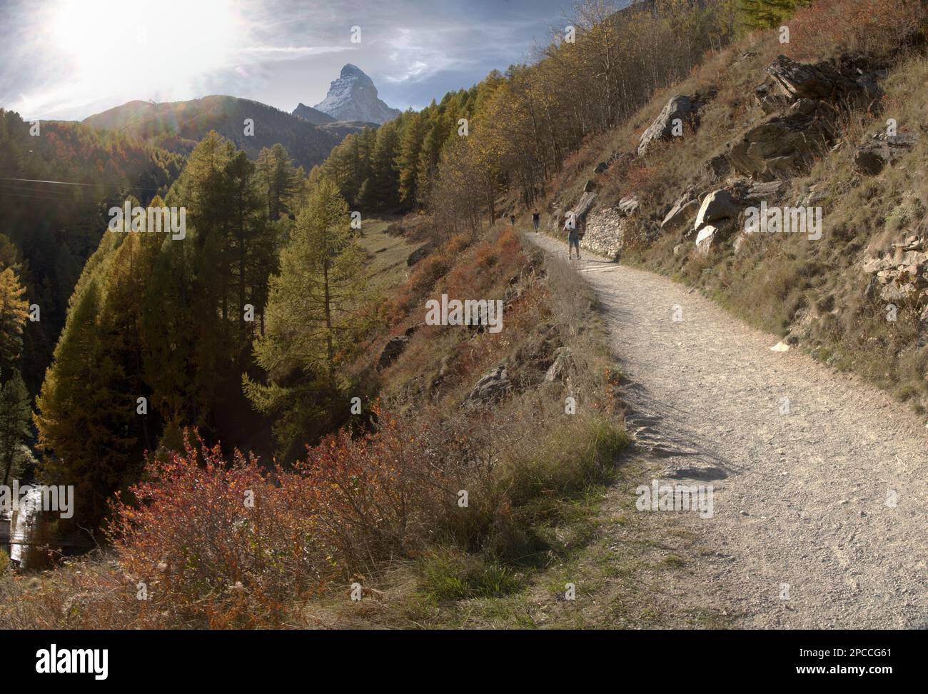 Peak of the Matterhorn seen from Zermatt in Autumn Stock Photo - Alamy