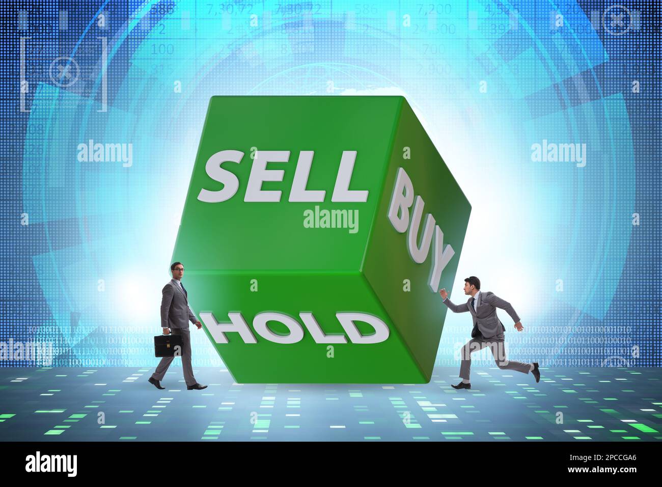 Trader with three three options of buy sell and hold Stock Photo - Alamy