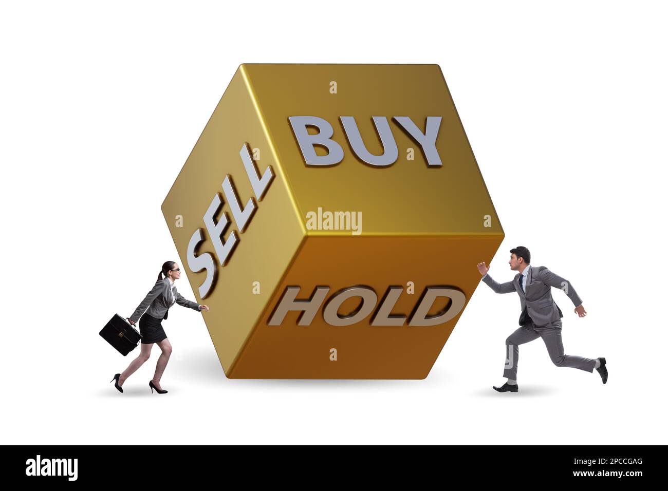 Trader with three three options of buy sell and hold Stock Photo - Alamy