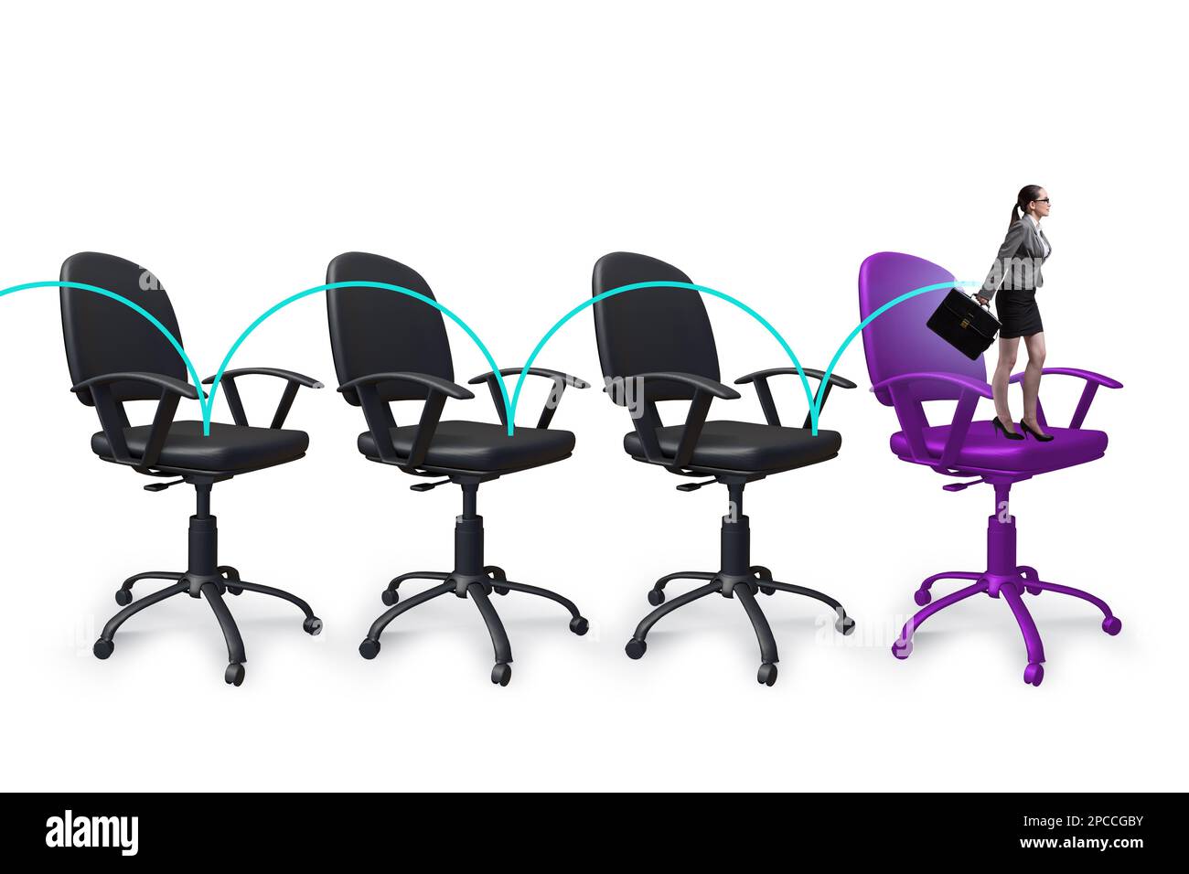 Promotion concept with the office chairs and businesswoman Stock Photo ...