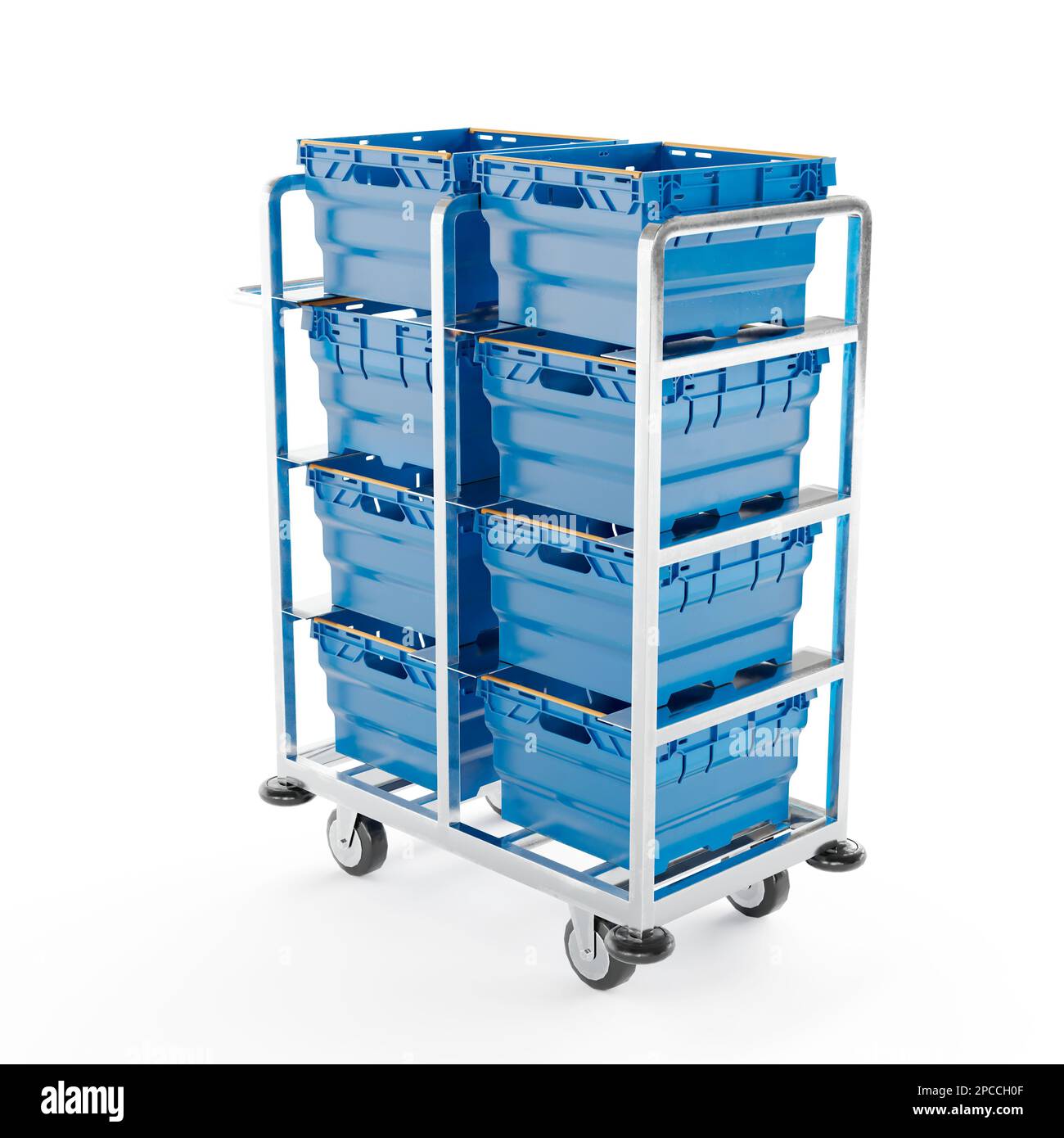 Blue trolley cart 3D rendering trays perfect storage transportation ...