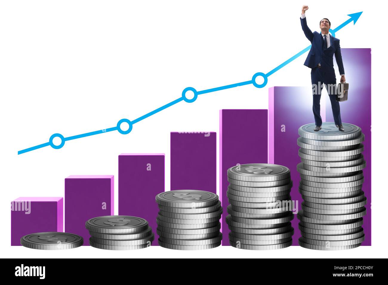 Income up chart in coins Cut Out Stock Images & Pictures - Alamy