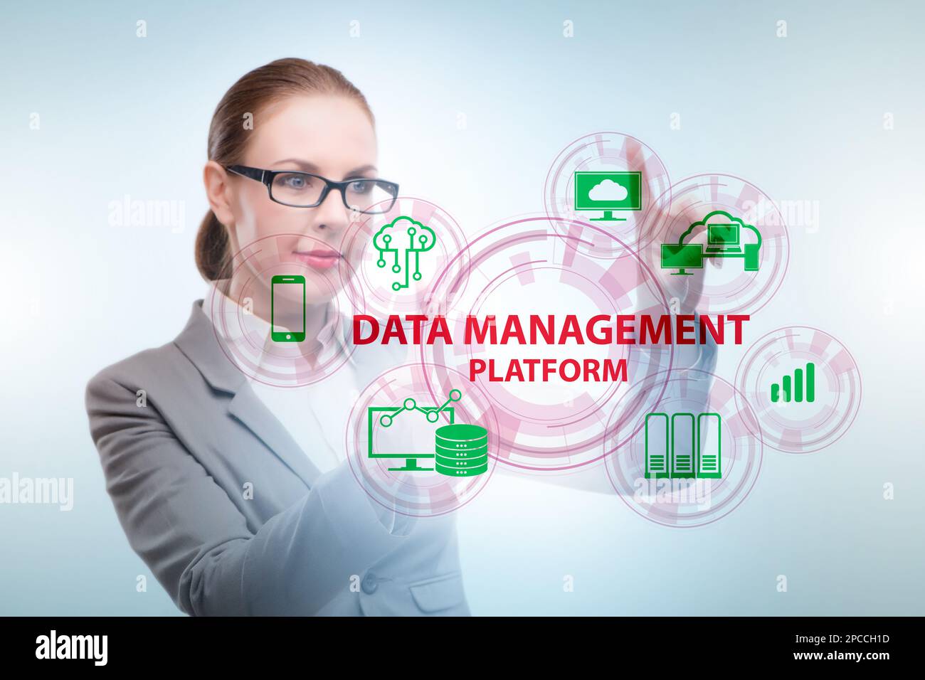 Business people in the data management concept Stock Photo - Alamy