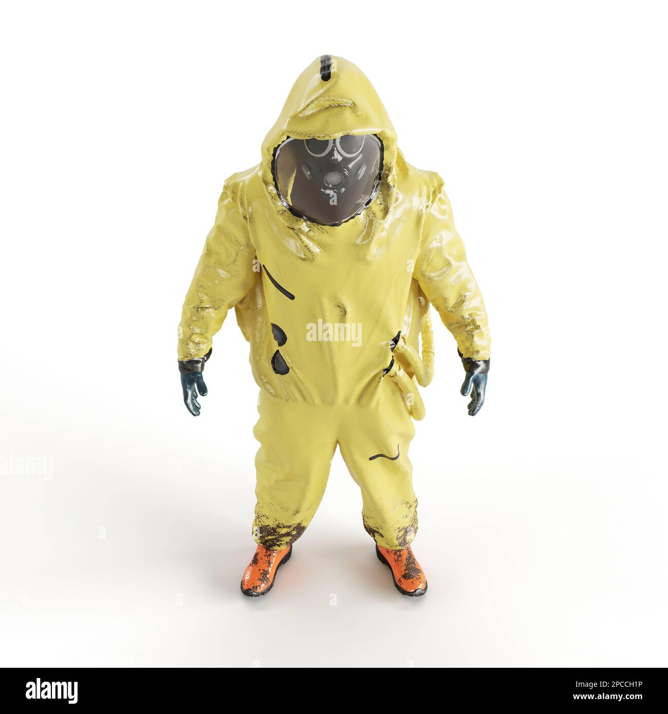 Man yellow chemical suit 3d rendering isolated white background Stock ...