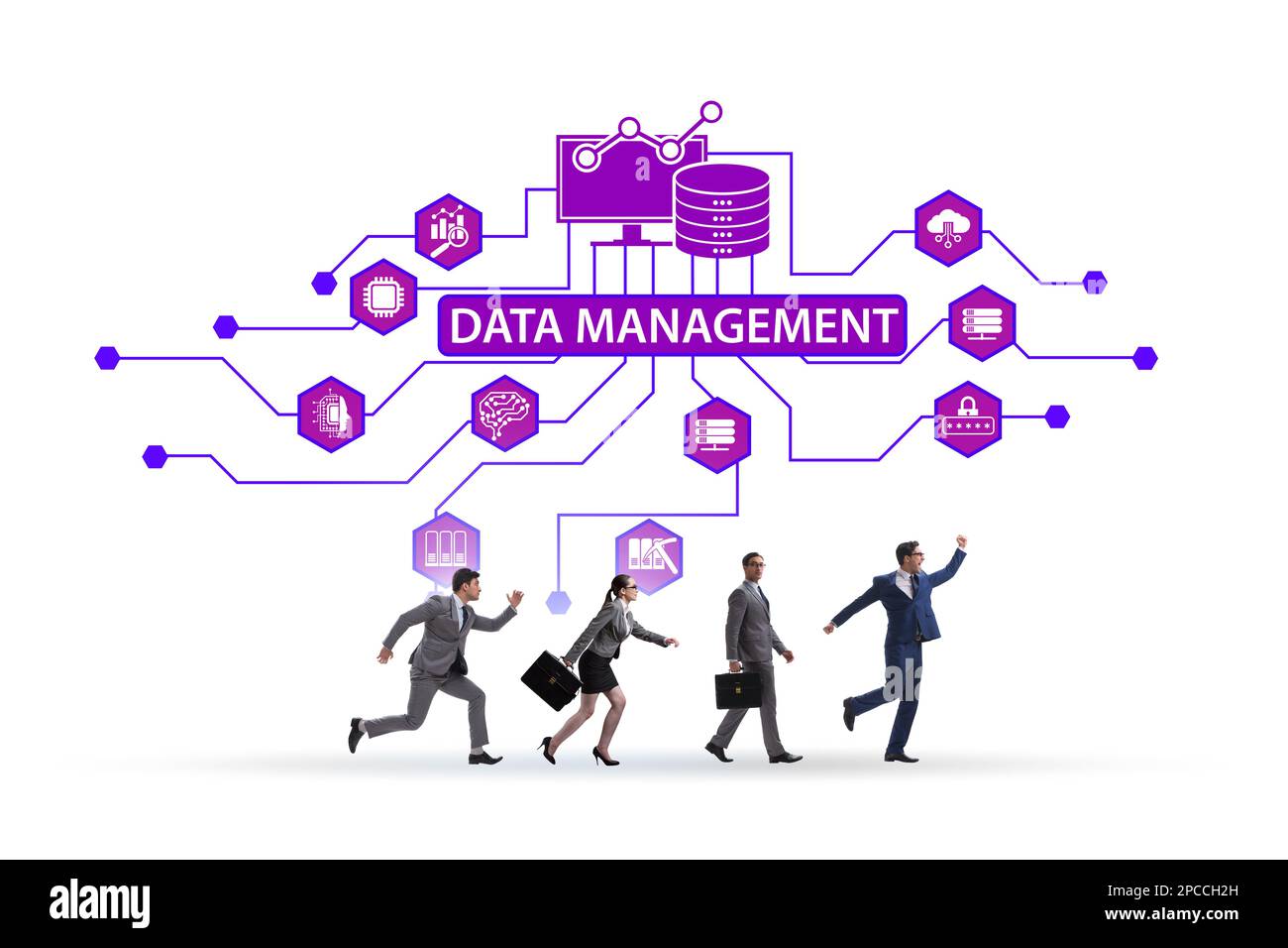 Business people in the data management concept Stock Photo - Alamy