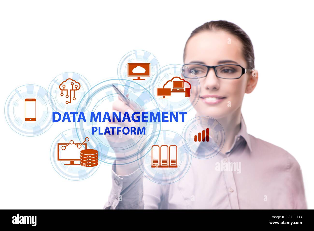 Business people in the data management concept Stock Photo - Alamy