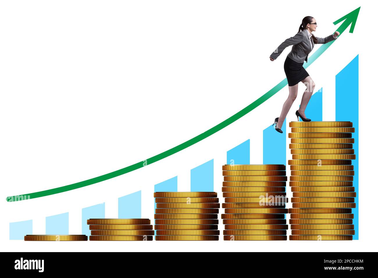 Income up chart in coins Cut Out Stock Images & Pictures - Alamy