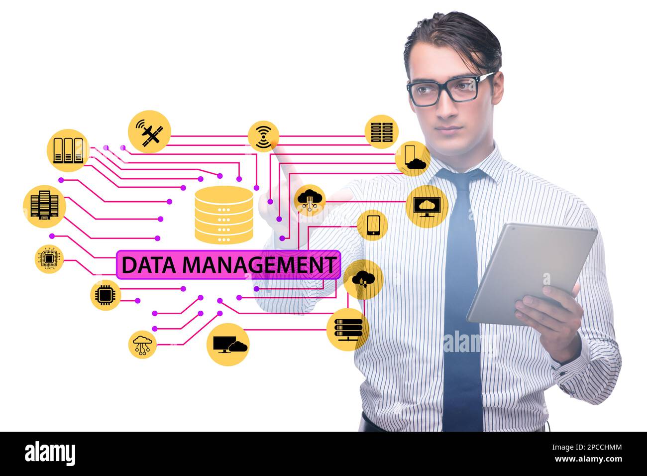 Business people in the data management concept Stock Photo - Alamy